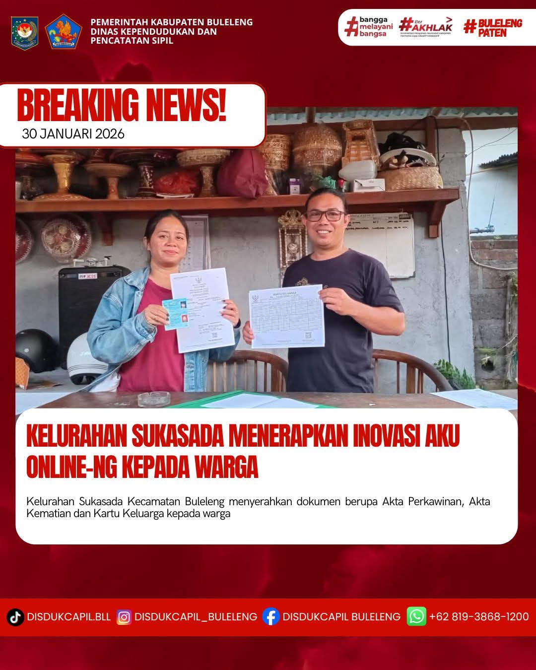 Kelurahan Sukasada Kecamatan Sukasada Menerapkan Inovasi Aku Online-NG ...